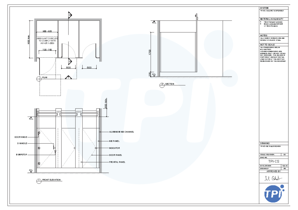 Cubicle - Ceiling Suspended (CS) - Toilet Partition Industries