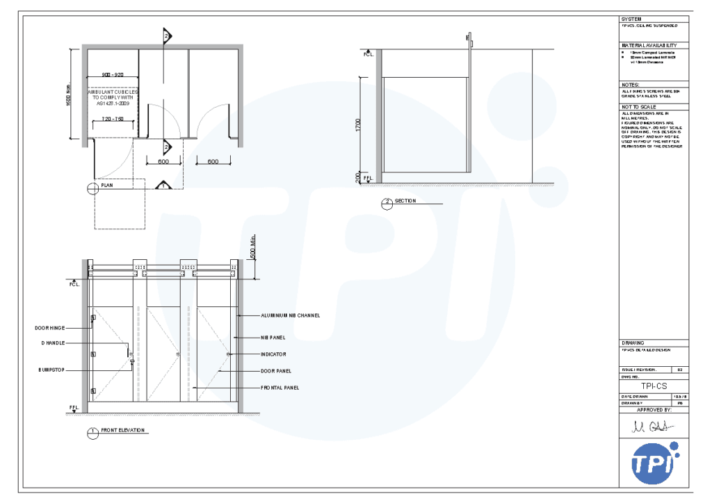 Cubicle - Ceiling Suspended (CS) - Toilet Partition Industries