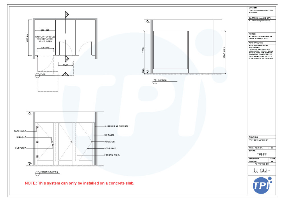 Cubicle - Floor Mounted Free Standing (FF) - Toilet Partition Industries