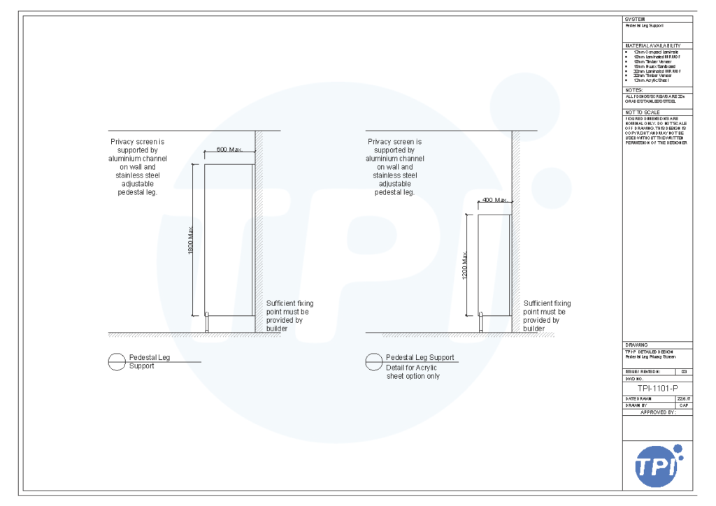 Urinal / Privacy Screen - Pedestal Mounted - Toilet Partition Industries