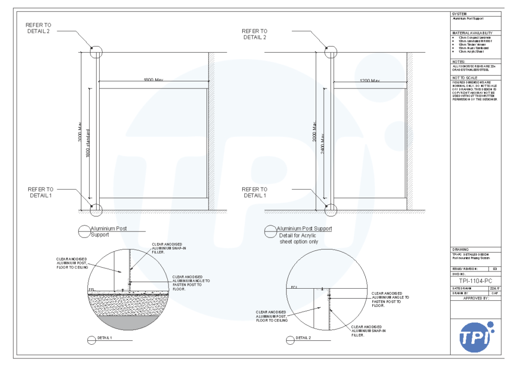 Urinal / Privacy Screen - Post Supported - Toilet Partition Industries